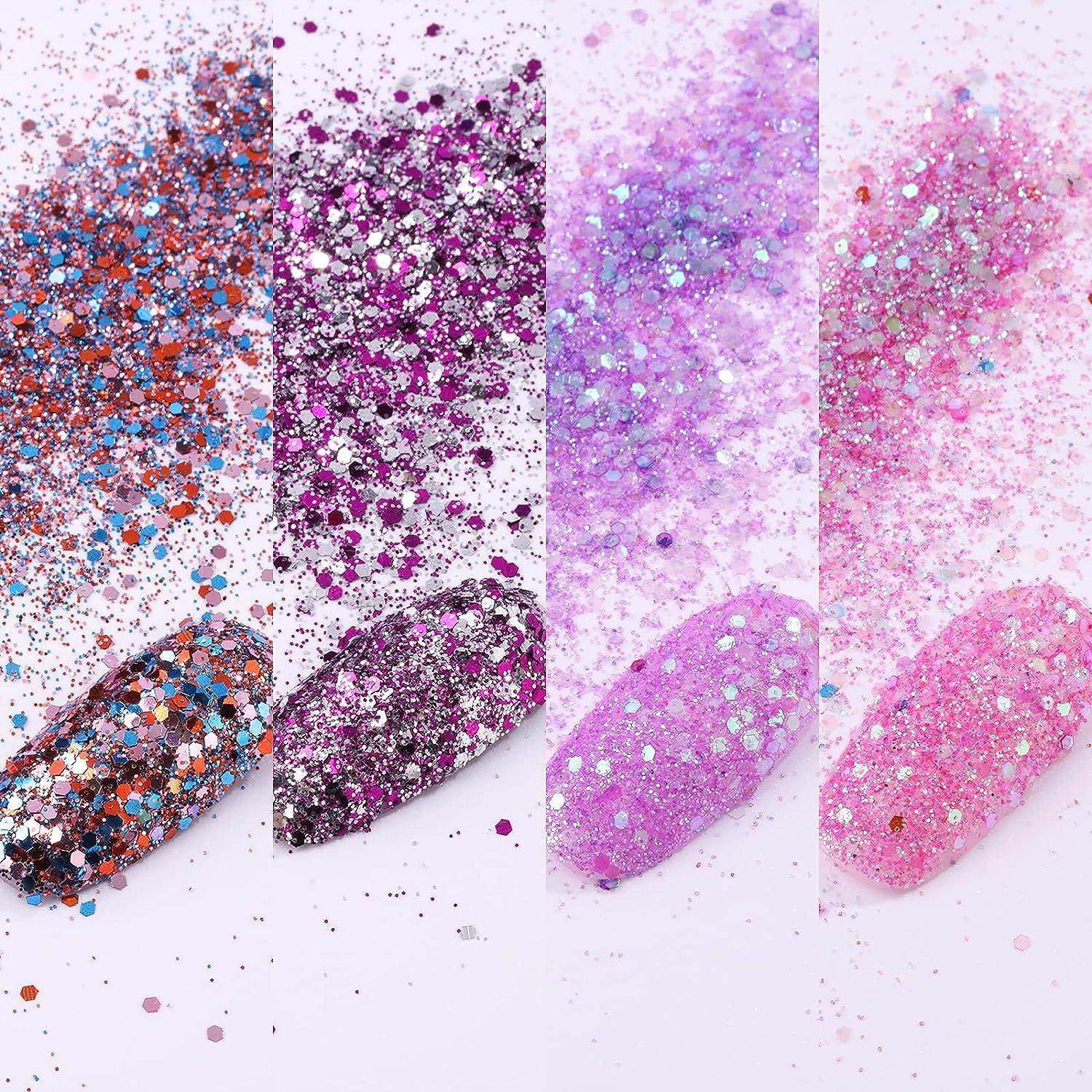Oneleaf Holographic Chunky Glitter Set - 16 Colors, 120g - Face Body ...