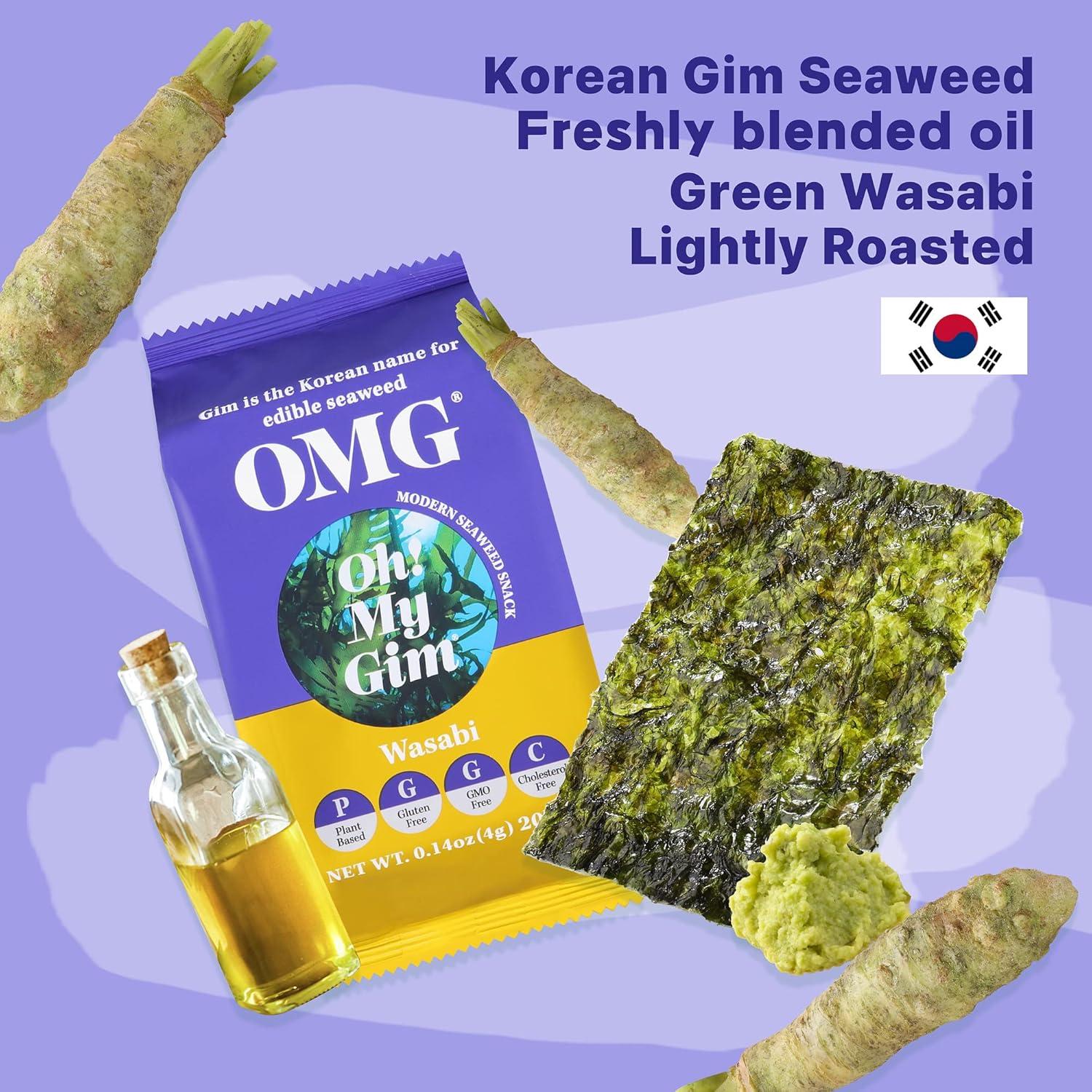 Buy Oh!My Gim 16 Pack Seaweed Snacks | Vegan Wasabi Crispy Algae Chips ...