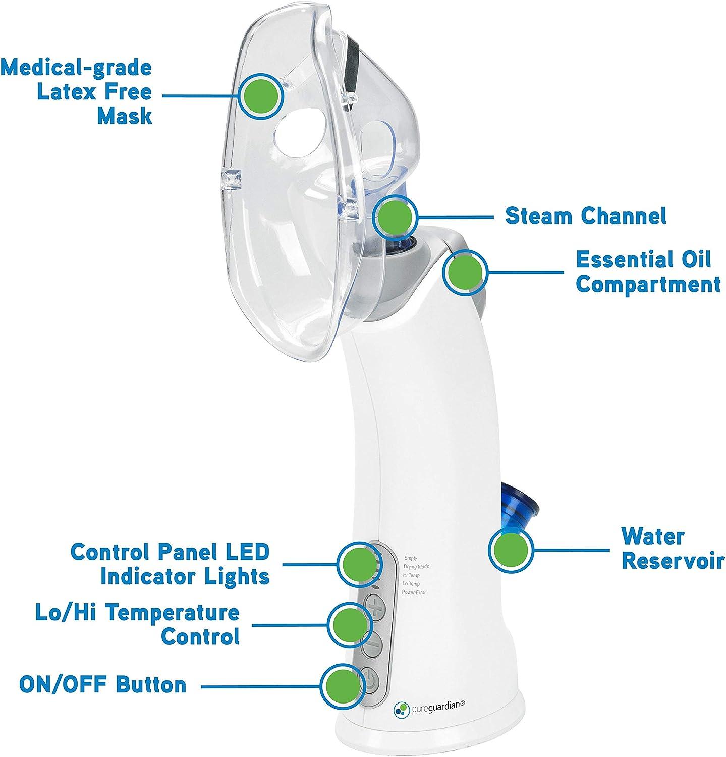 Pure Guardian MST55 Portable Warm Mist Steam Inhaler with Essential Oil ...