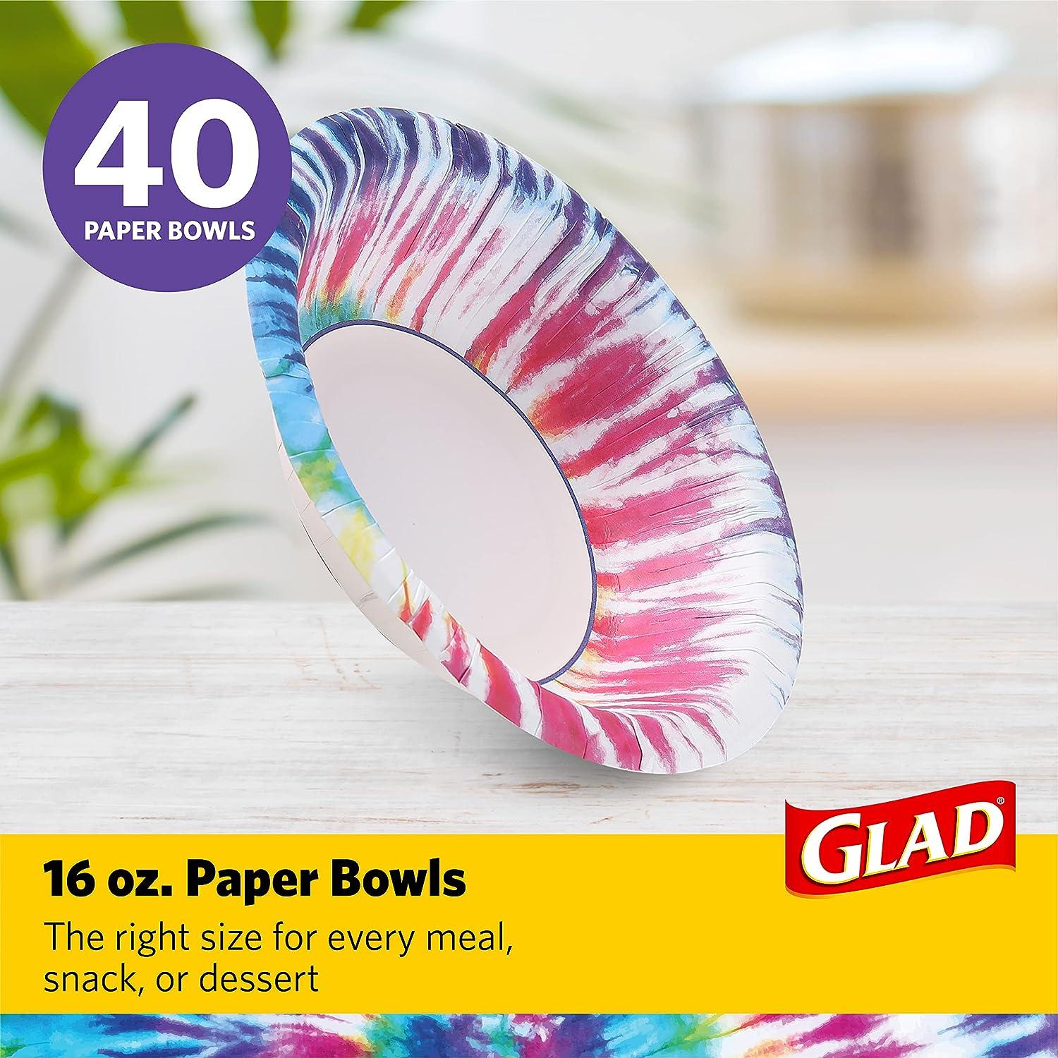 Glad Everyday Disposable Paper Bowls | Tie Dye Design | Soak & Cut ...