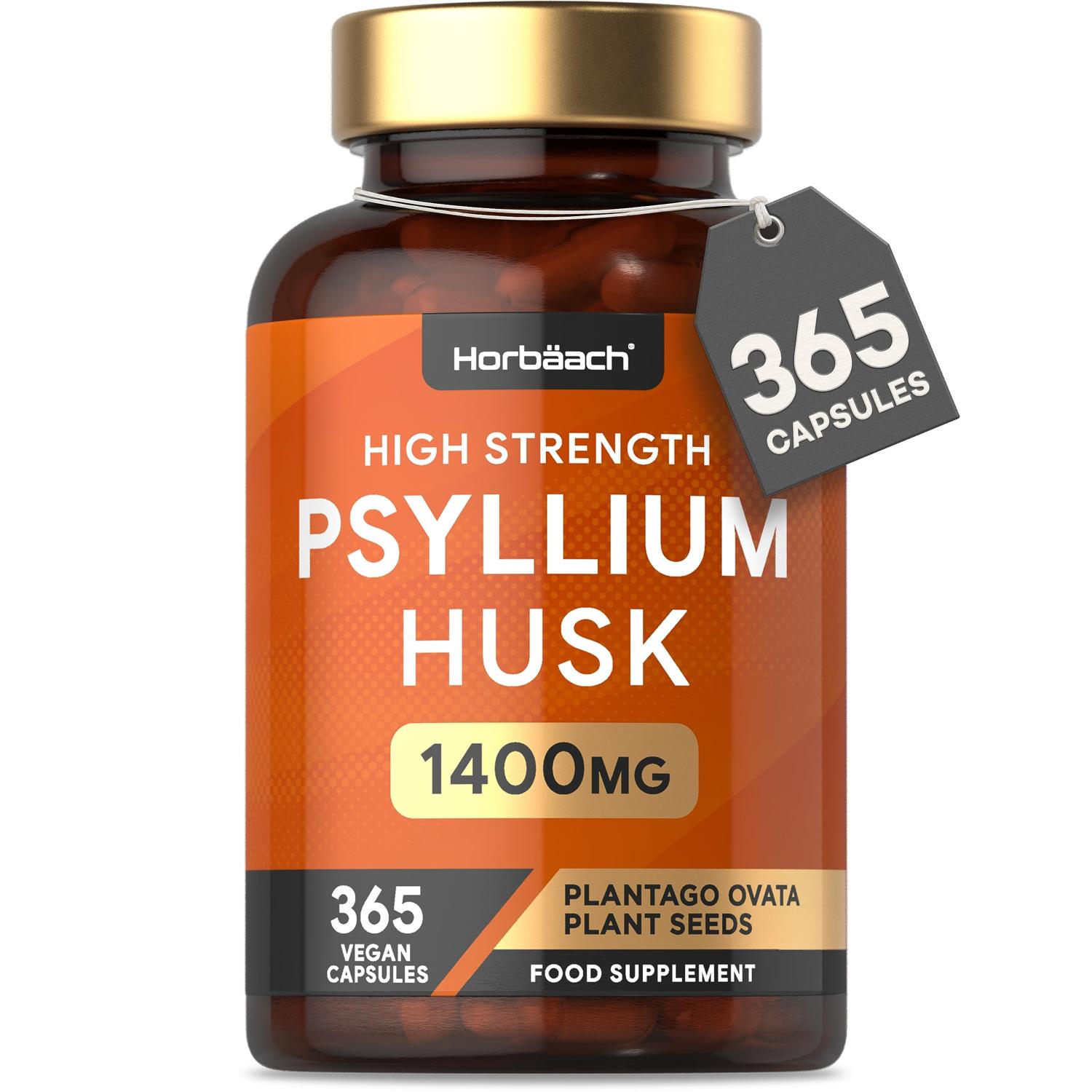 Psyllium Husk Capsules 1400mg - 365 Vegan Capsules | High Strength ...