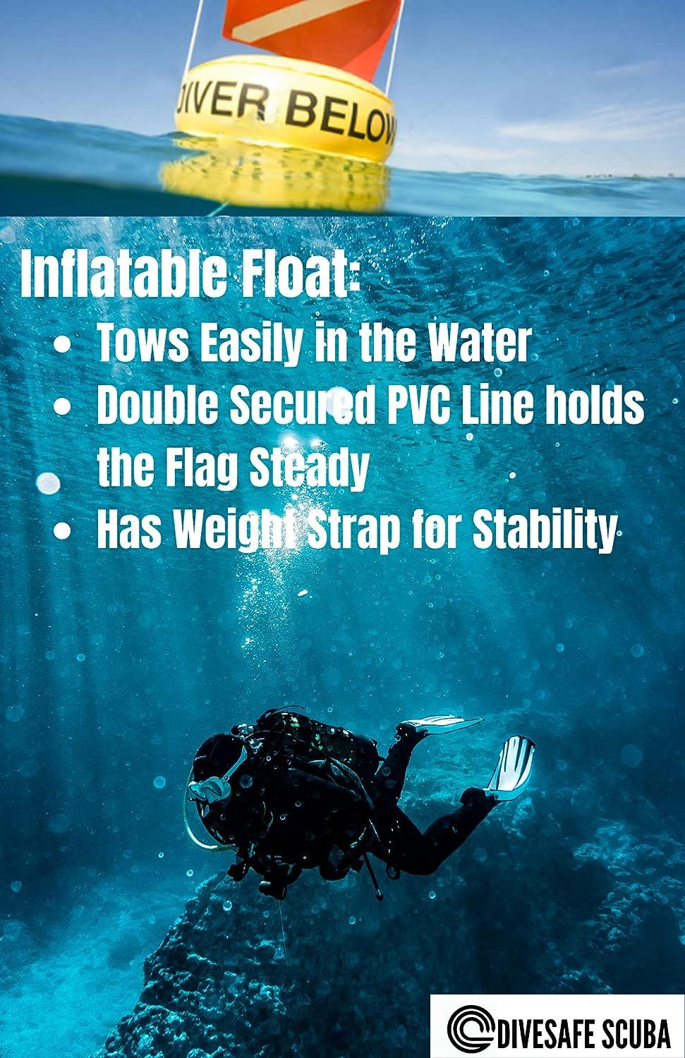 DiveSafe Scuba Round Buoy Float with Collapsible Flag Stiffener, Split ...