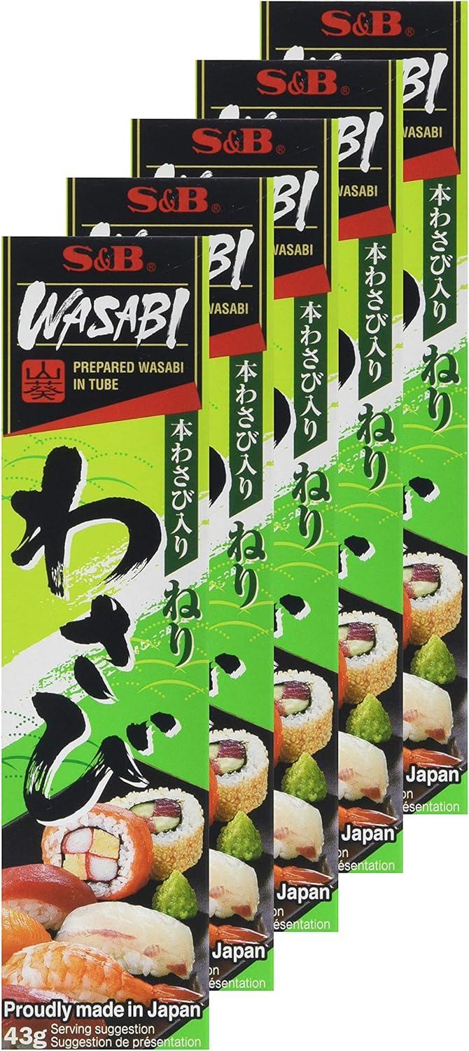 S&B Wasabi Paste 5 x 43g - Authentic Japanese Spice for Sushi and ...