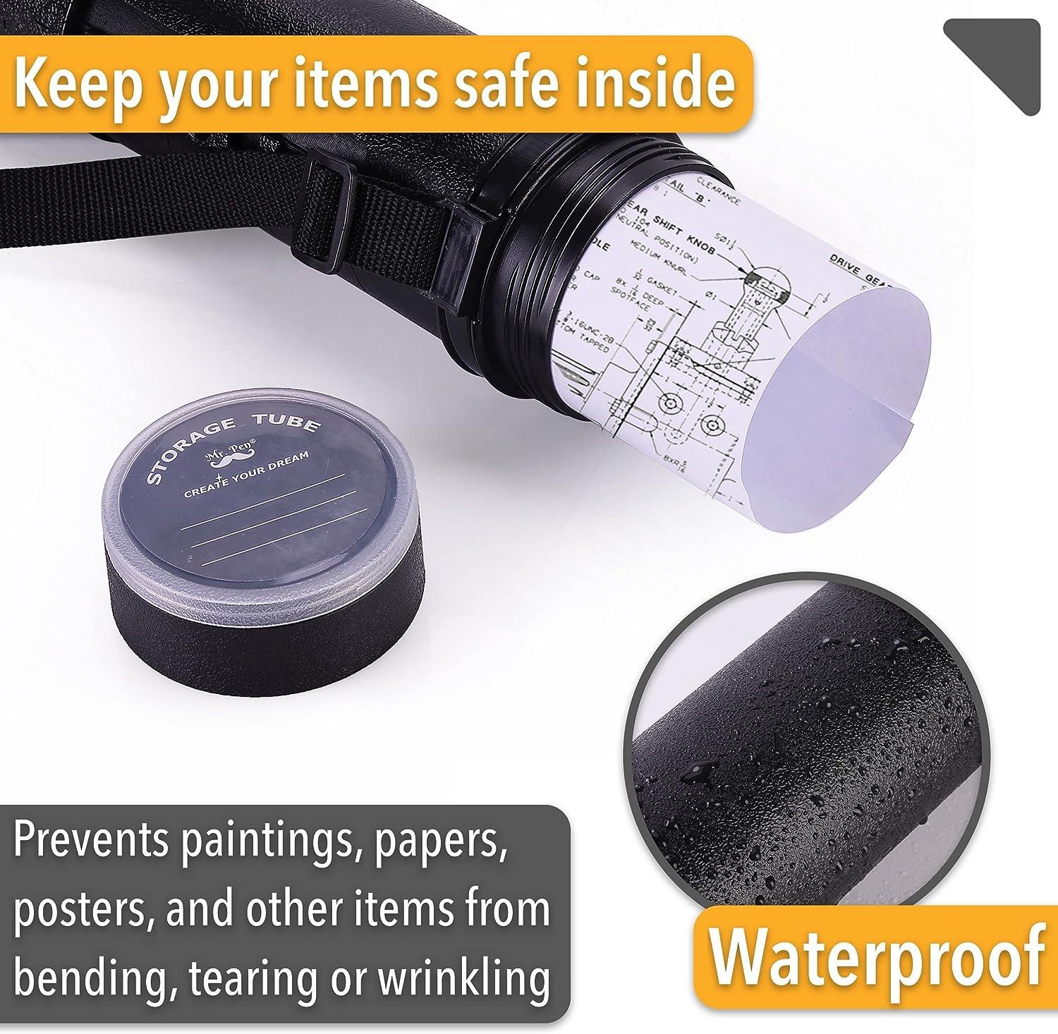 Mr. Pen Black Extendable Poster Tube with Strap - Telescoping Art ...