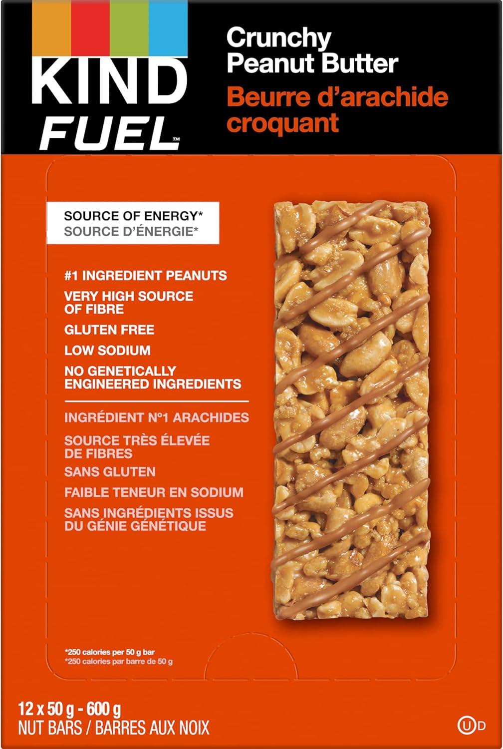 KIND Fuel Bars Crunchy Peanut Butter 50 Gram Bars (12 Pack) 12g Protein ...
