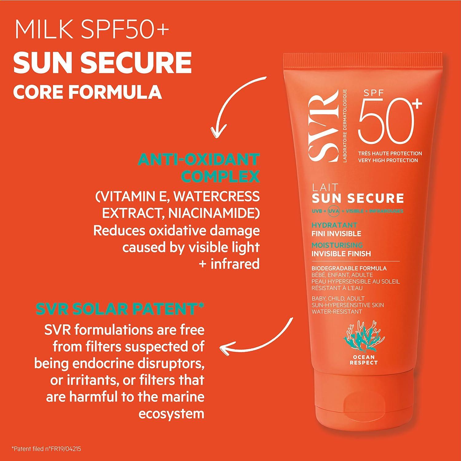 SVR SUN SECURE SPF50+ Hydrating Sunscreen Milk for Face and Body ...