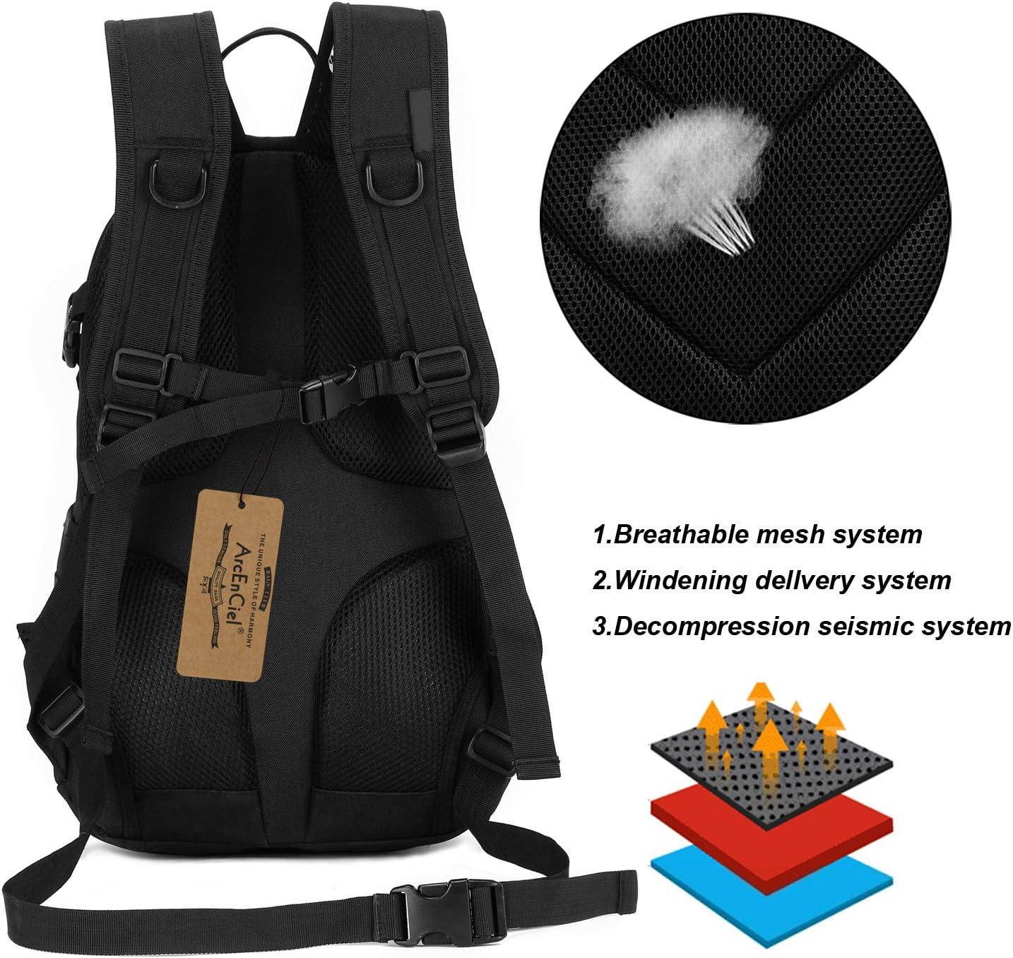ArcEnCiel Motorcycle Backpack - Tactical Military Bag with Patch | Black