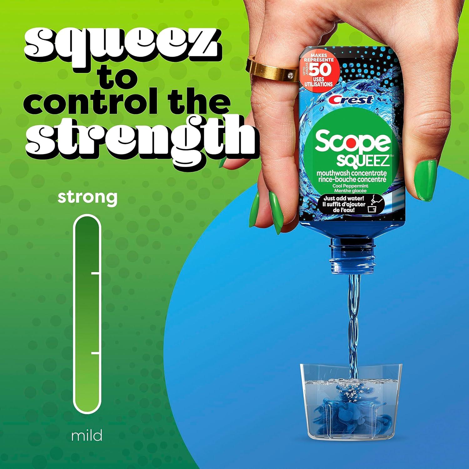 Crest Scope Squeez Mouthwash Concentrate Cool Peppermint Flavour 50mL ...