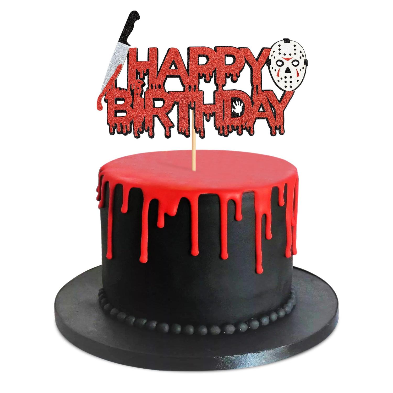 Blumomon 1 Pack Horror Movie Happy Birthday Cake Topper Glitter ...