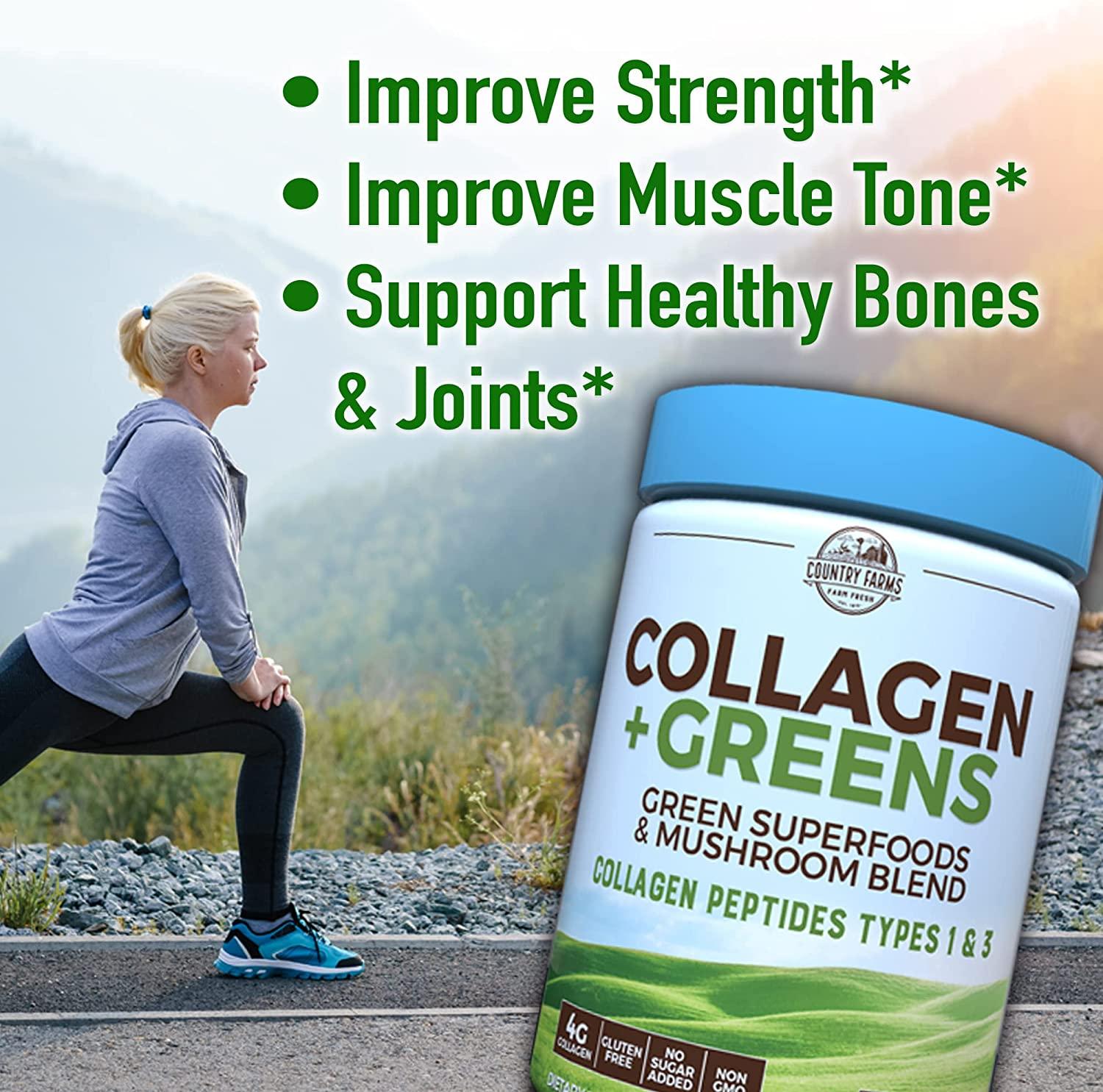 Country Farms Collagen + Greens Unflavored Powder | 10.6 oz | Boost ...