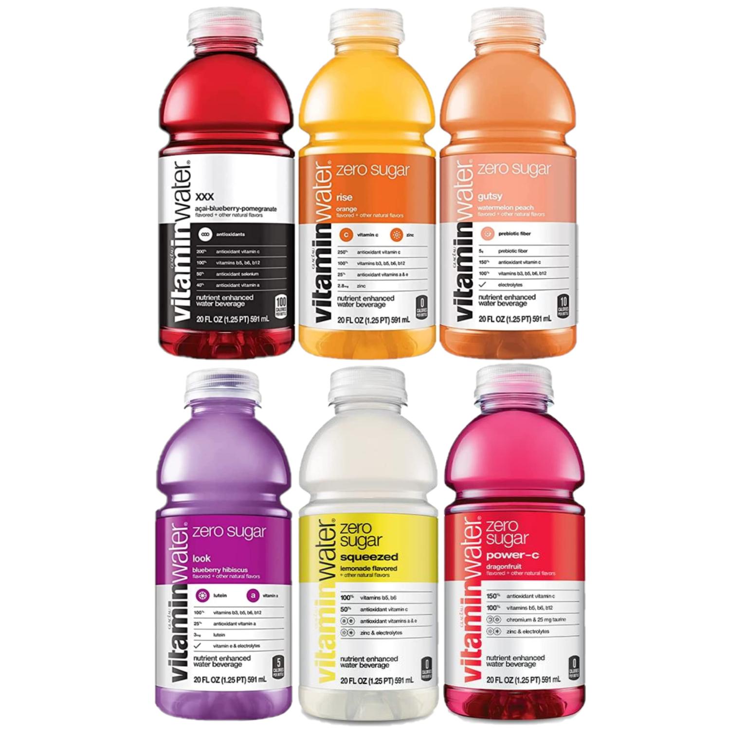Vitamin Water Zero Sugar Tasters Edition Variety Pack, 6x20oz Bottles ...