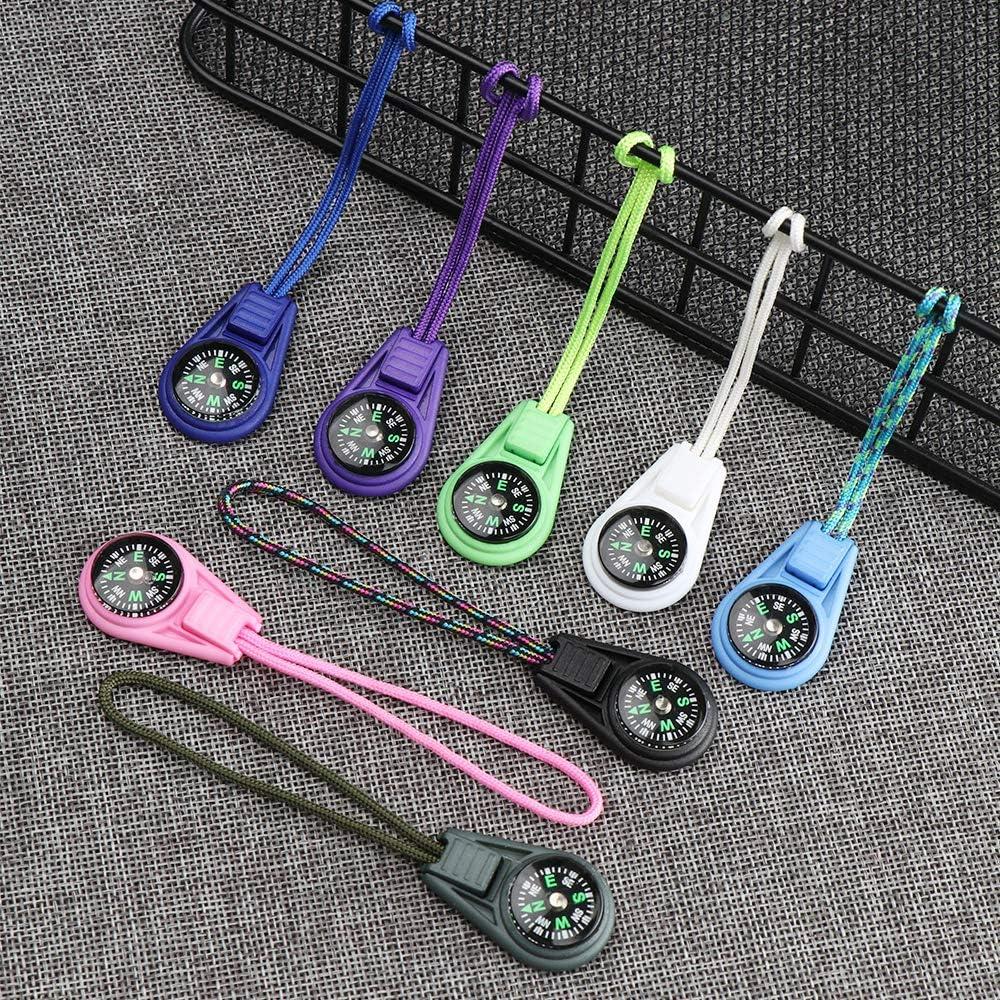 20 Pieces Mini Survival Compass Zipper Pull Slider Multi-Color Outdoor ...