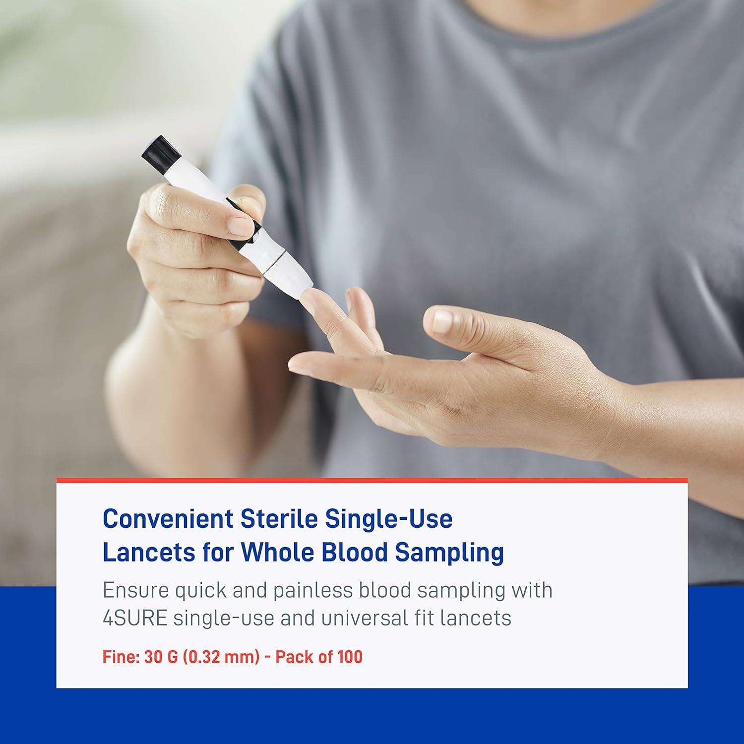 4 Sure Lancets Fine 30g - Universal Fit - High-Quality Blood Glucose ...