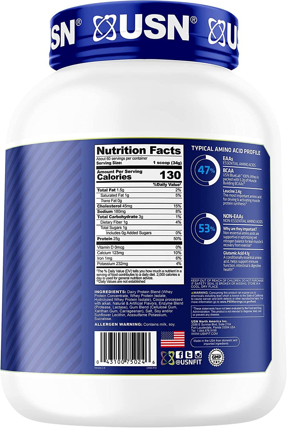 USN BlueLab 100% Whey Protein Powder Molten Chocolate - Keto Friendly ...