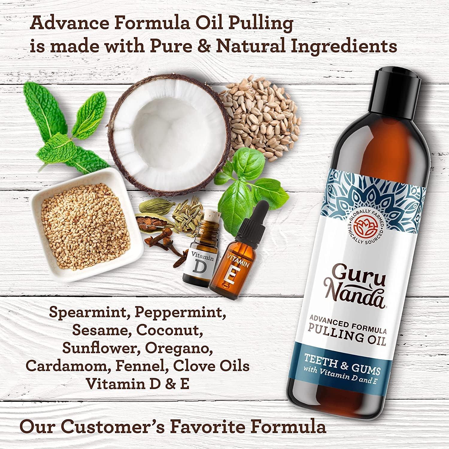 GuruNanda Coconut & Peppermint Oil Pulling with Tongue Scraper ...