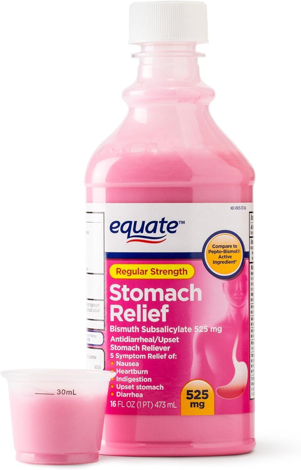 Equate - Stomach Relief Regular Strength Pink Liquid 525 mg 16 Ounce