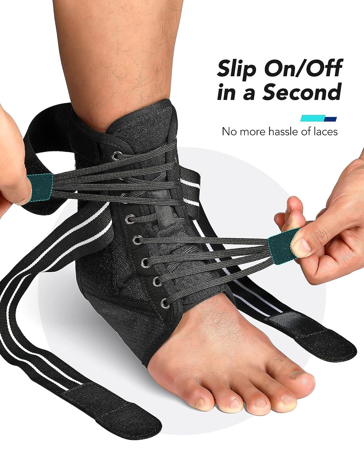 Fitomo Quick Lace Up Ankle Brace with Removable Side Splints ...