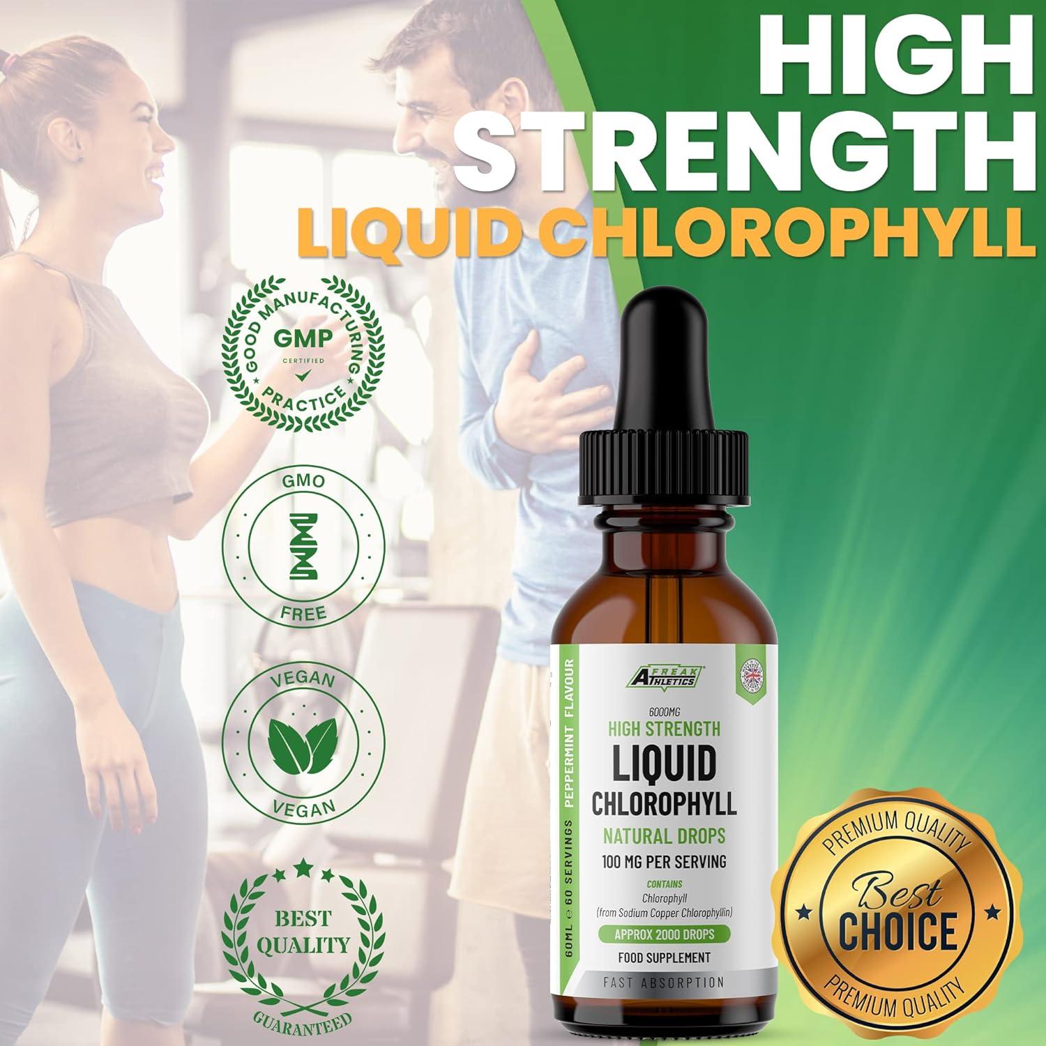 High Strength 100mg Liquid Chlorophyll Drops - 60ml for 60 Servings - 2 ...