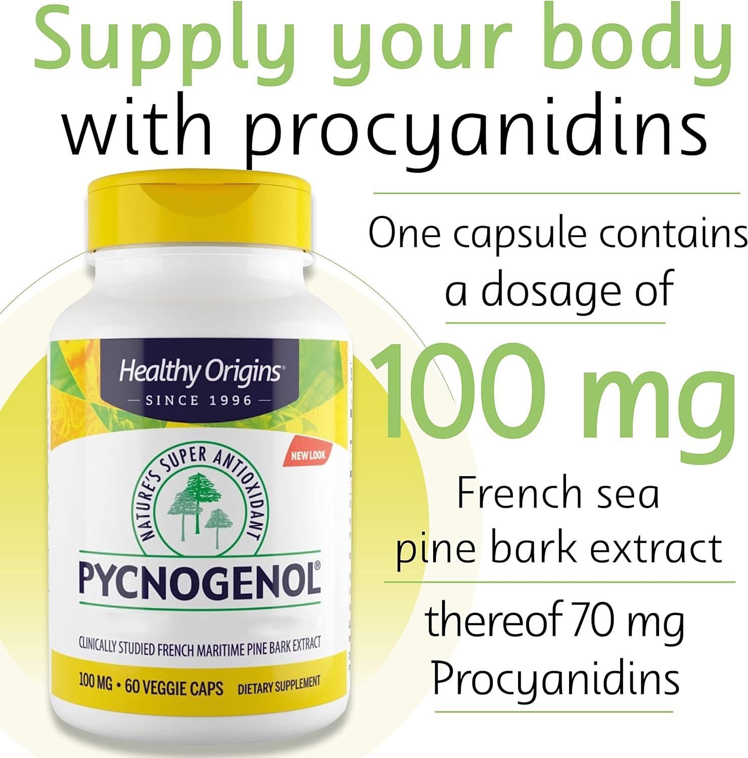 Healthy Origins Pycnogenol 100mg Pine Bark Extract Capsules | Lab ...