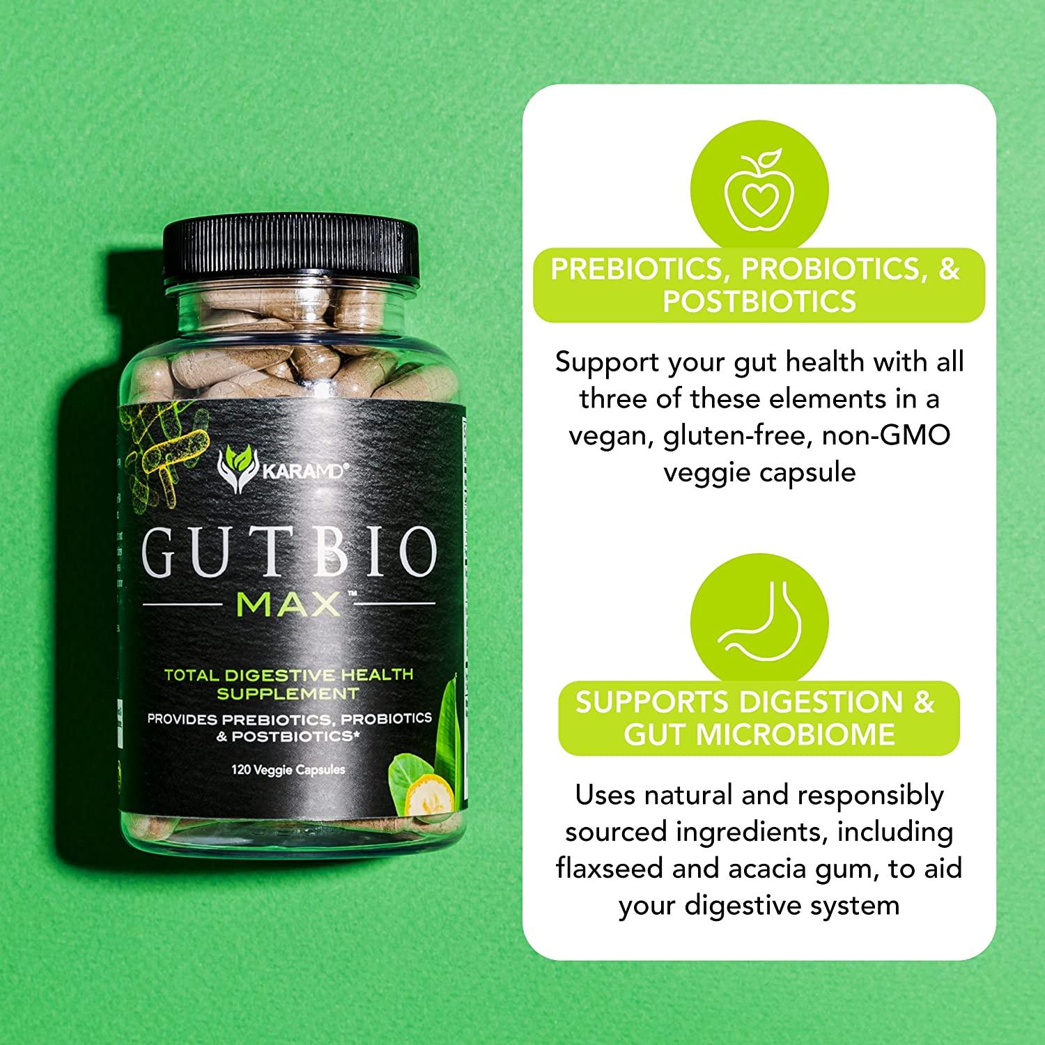 KaraMD GutBio Max Fiber Supplement with Digestive Enzymes, Prebiotics ...