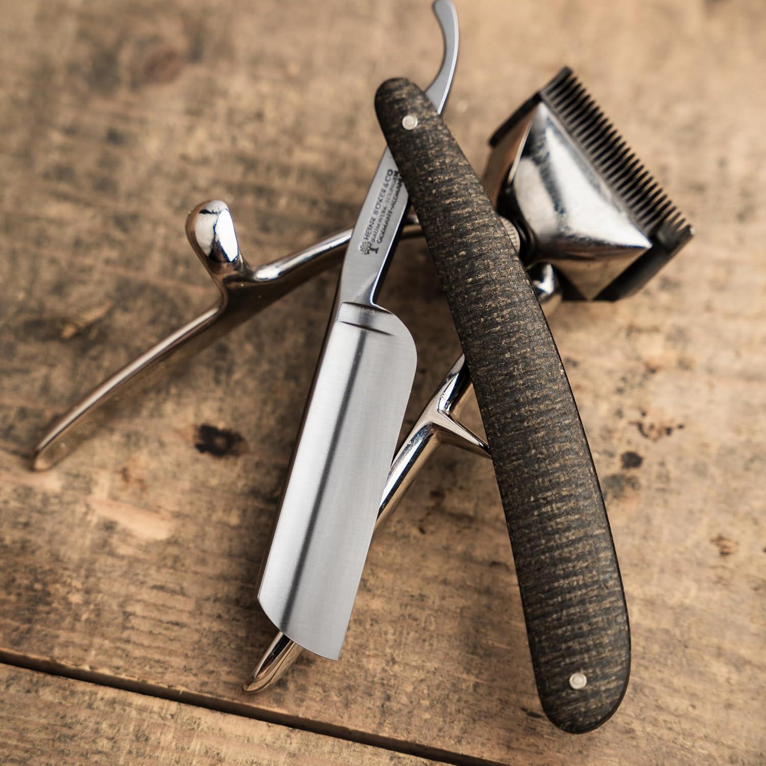 B ker Solingen Lounge Bar Razor Knife - Green Micarta Handle - Professional 6/8 Beard Razor ...