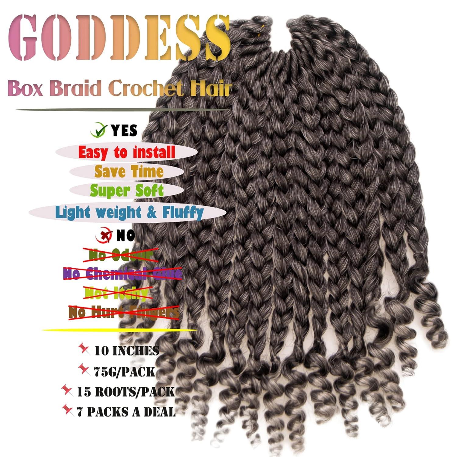 7 Packs 10 Goddess Box Braid Crochet Hair with Toni Curl Ends - Ombre ...