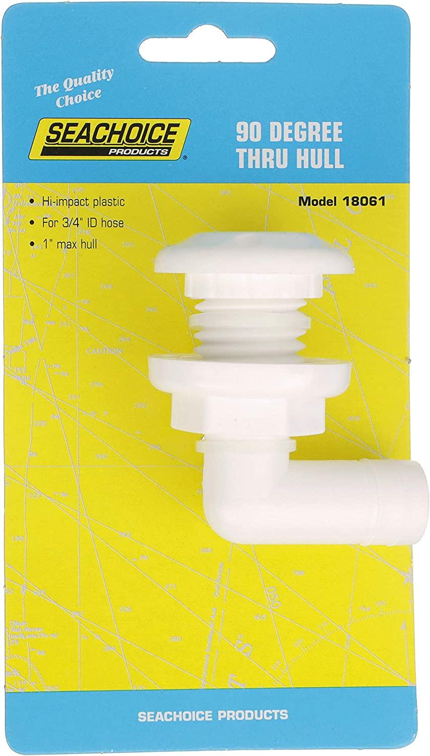 Seachoice 90-Degree Thru Hull Fitting for 3/4 ID Hose | 7/8 Max Hull ...