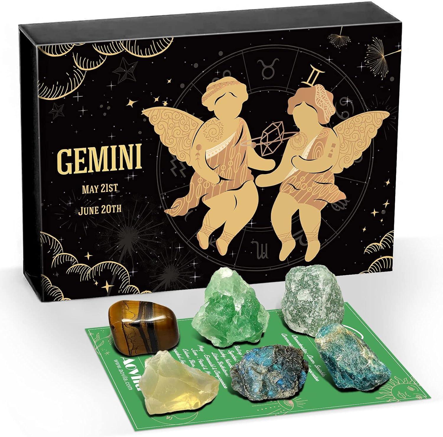Buy Aovila Twins Crystals - Zodiac Sign Birth Stones & Horoscope Box ...