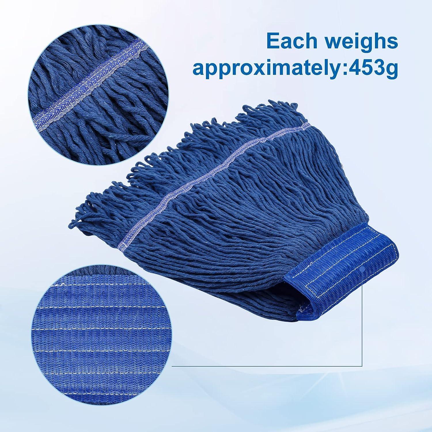 3 Pack Heavy Duty Commercial Wet Industrial Blue Cotton Mop Heads ...