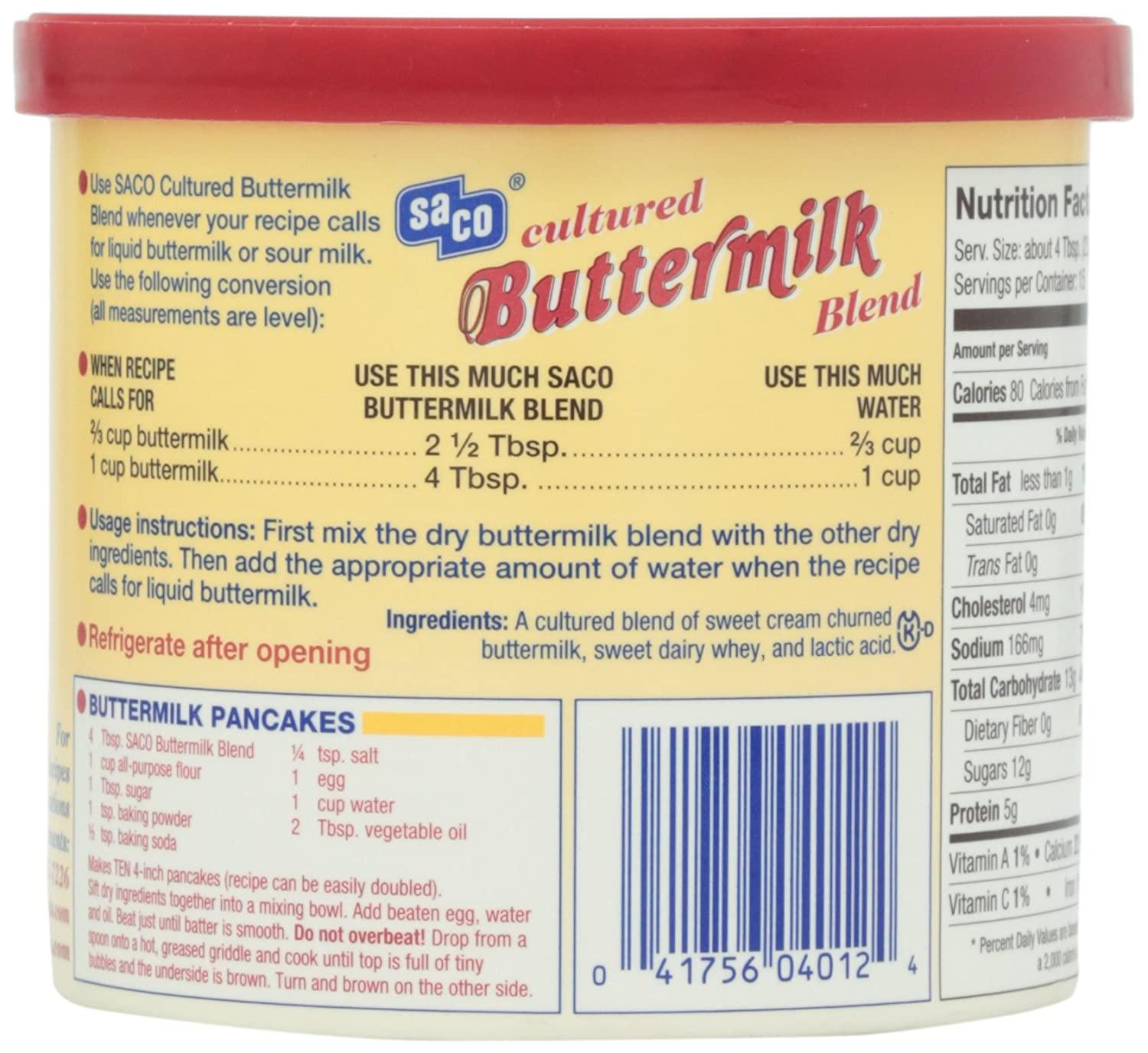Saco Cultured Buttermilk Powdered 12 oz for Cooking and Baking - High ...