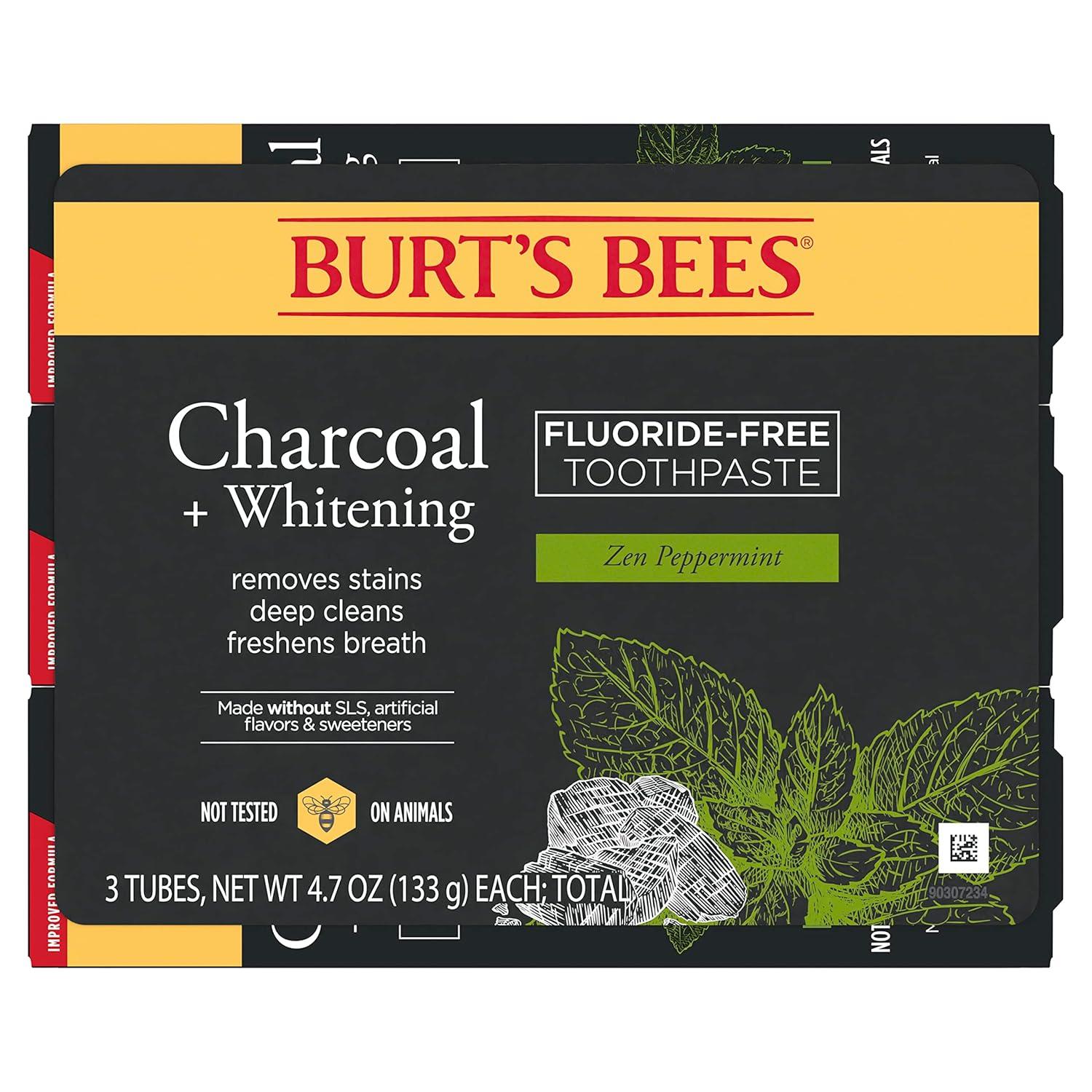 Burt's Bees Charcoal Fluoride-Free Toothpaste Zen Peppermint 4.7 oz ...