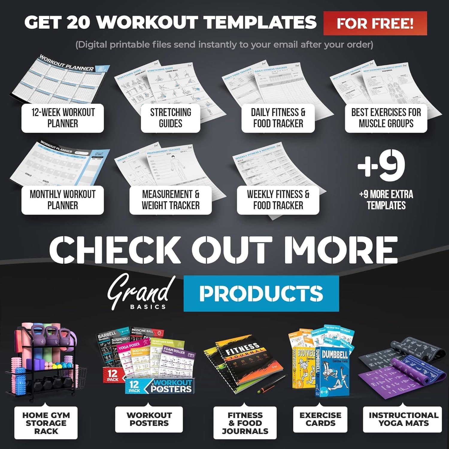 12-Pack Large Workout Poster Set - Home Gym Exercise Charts for ...