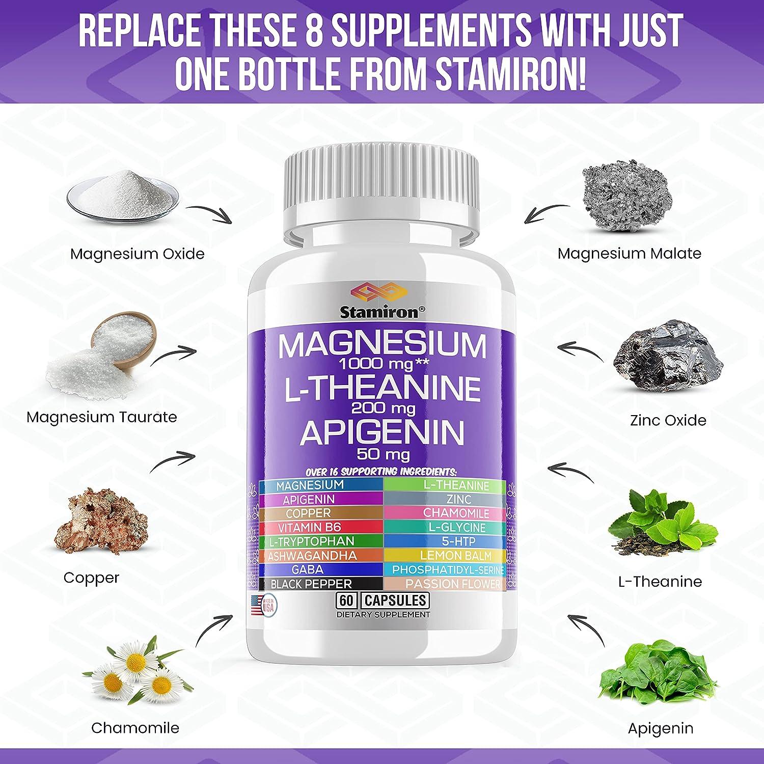 Premium Magnesium Complex Supplement with L Theanine, Apigenin, and ...
