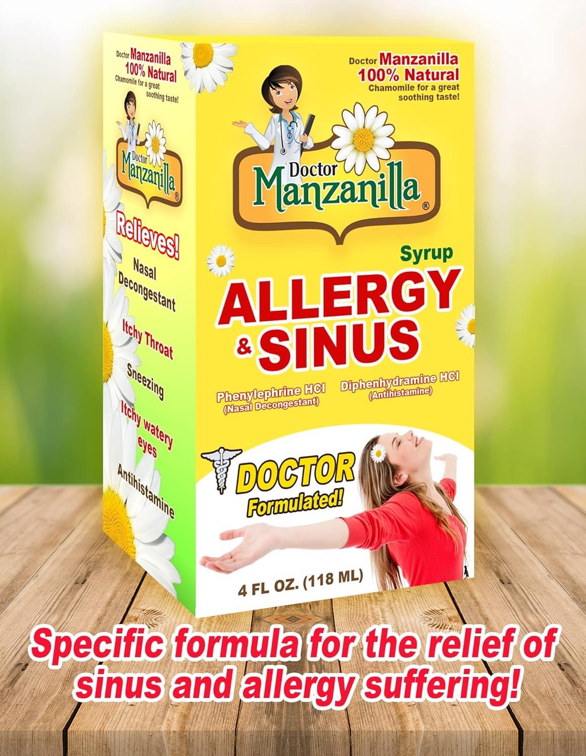 Doctor Manzanilla Allergy & Sinus Relief Syrup - Natural Relief for ...