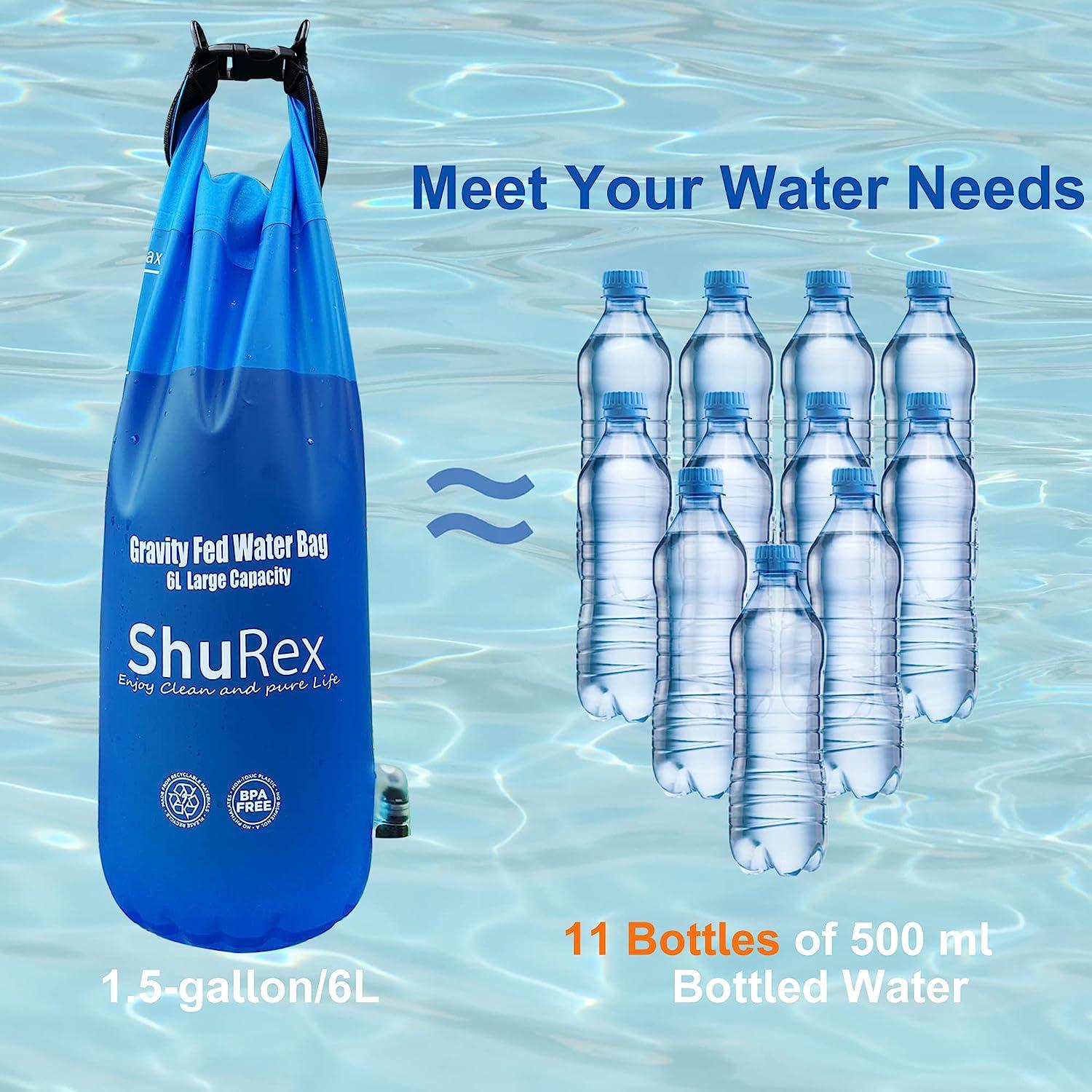 Shurex 6L Gravity-Fed Water Bag for Sawyer & LifeStraw Filters - BPA ...