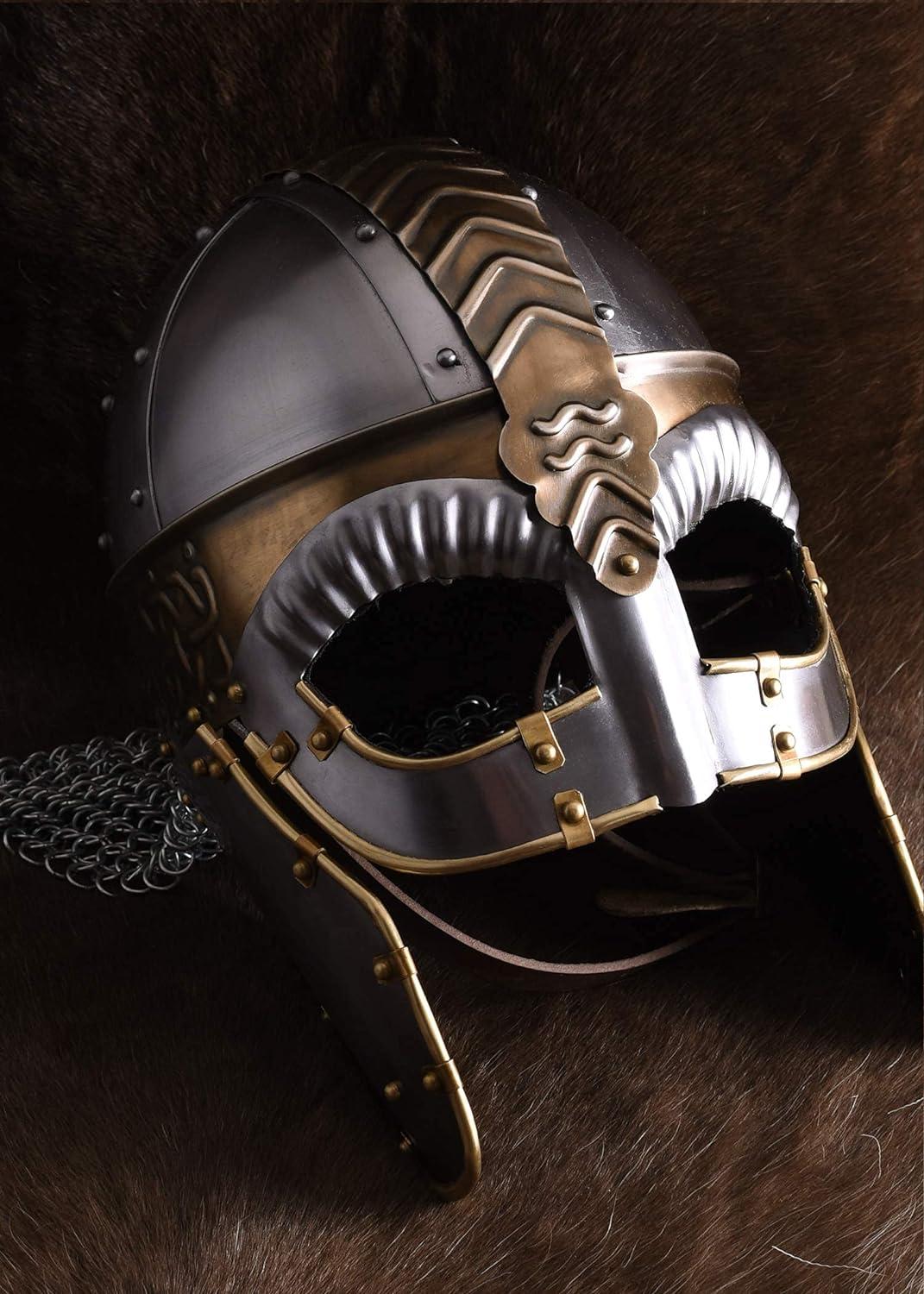 Battle Merchant Beowulf Viking Helmet - Steel Adult Helmet with Cheek ...