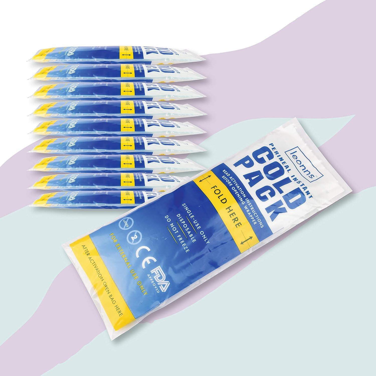 Perineal Ice Packs for Postpartum with Adhesive Strip - 2-in-1 Cold ...