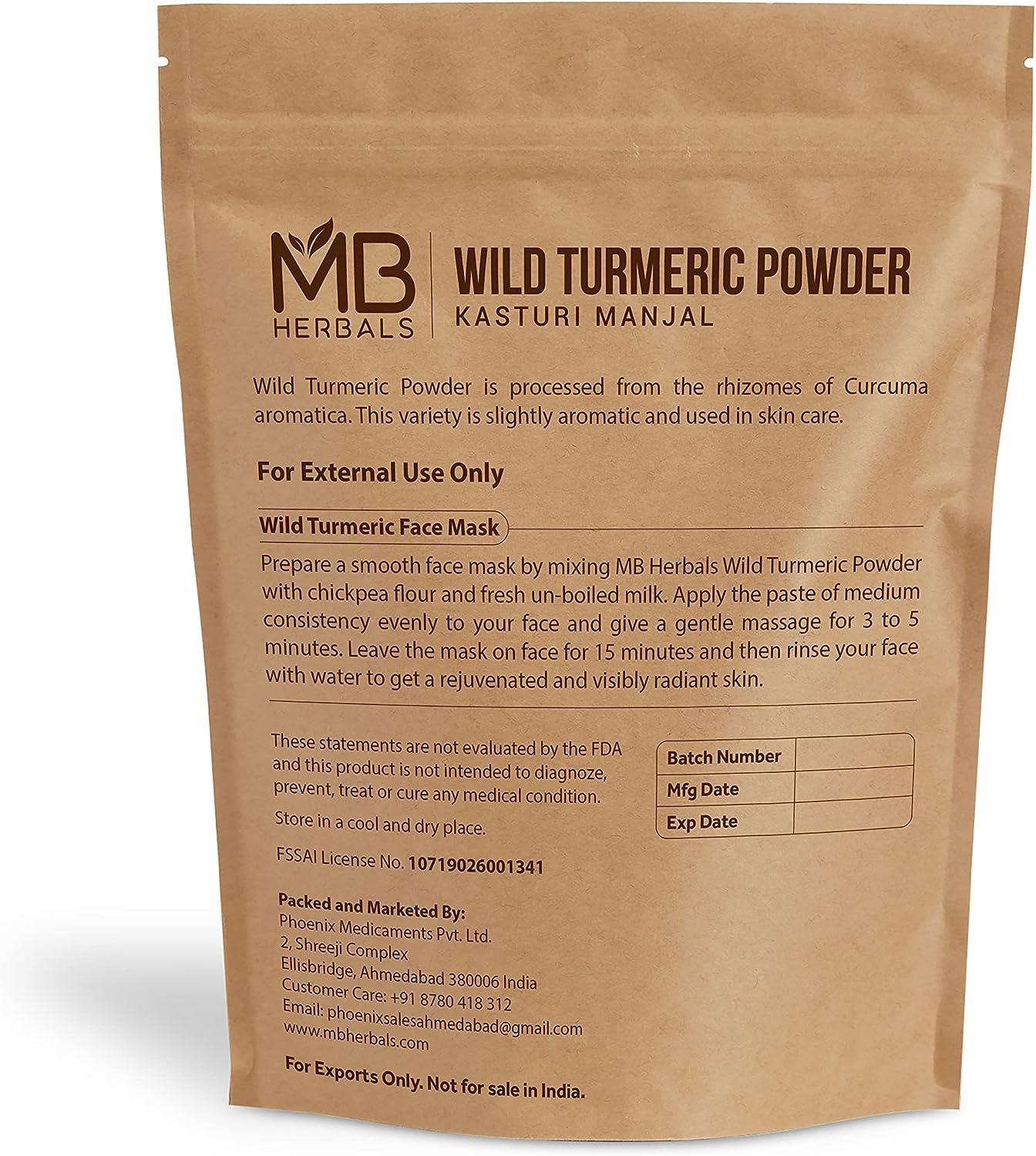MB Herbals Wild Turmeric Powder 1 LB - Pure Kasthuri Manjal for Skin ...