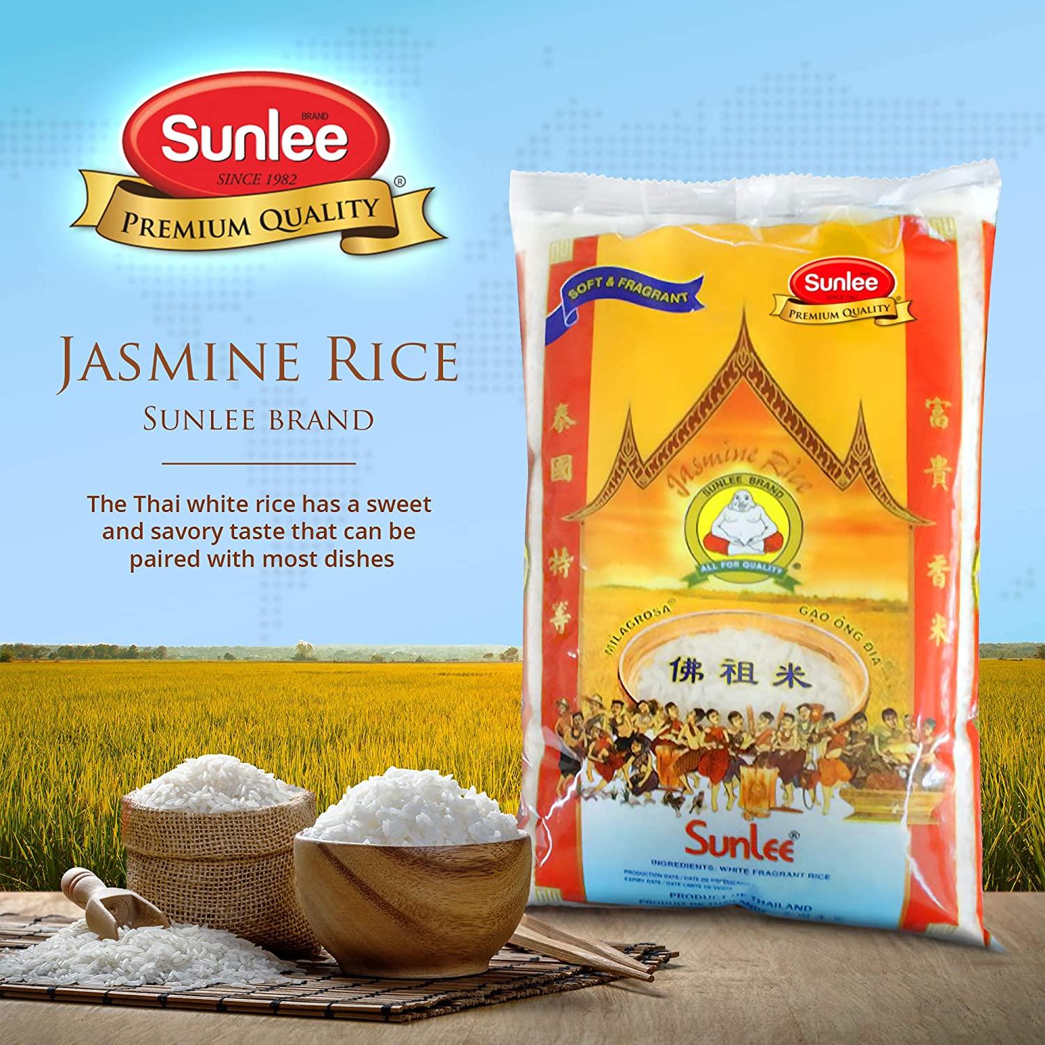 Sunlee Thai Jasmine Rice 5 lbs - Aromatic Long Grain White Rice for ...