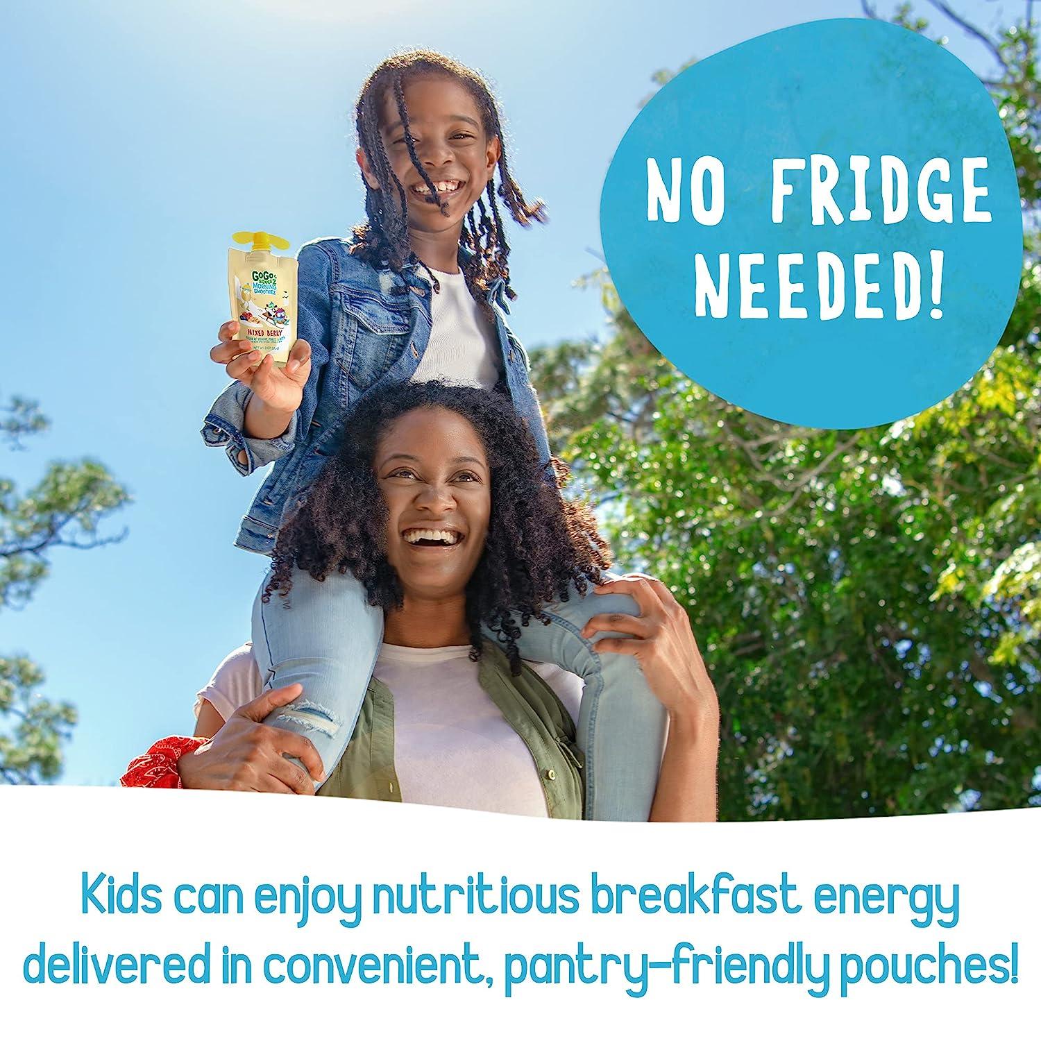 GoGo squeeZ Morning SmoothieZ Mixed Berry 3 oz. (4 Pouches) - Gluten Free Yogurt Fruit & Oat ...