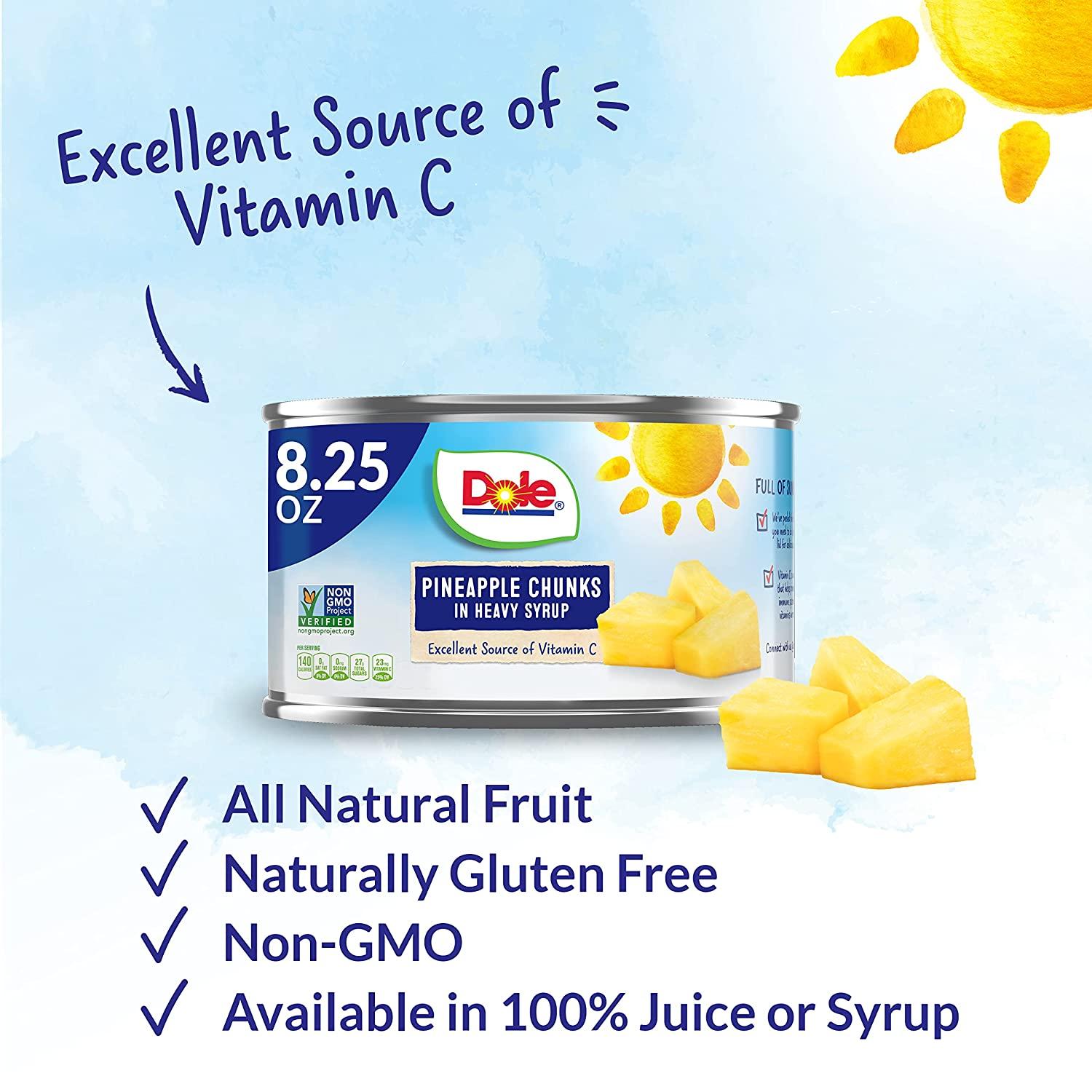 Dole Canned Pineapple Chunks in Heavy Syrup, 8.25 Oz, 12 Count 8.25 ...