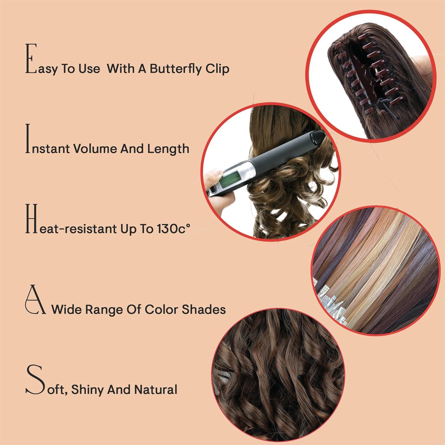 CAISHA 2 in 1 Hair Part Extensions - 30cm & 40cm Wavy Black with ...