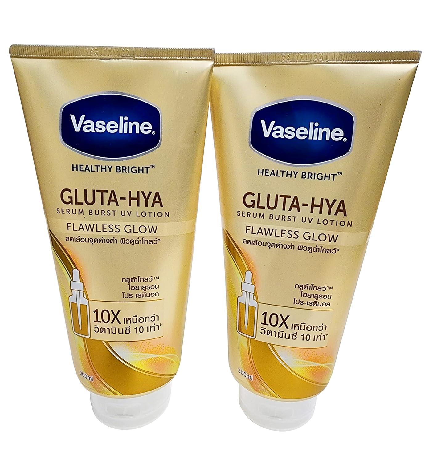 Vaseline Gluta-Hya Flawless Glow Serum Burst UV Body Lotion 300ml (Pack ...