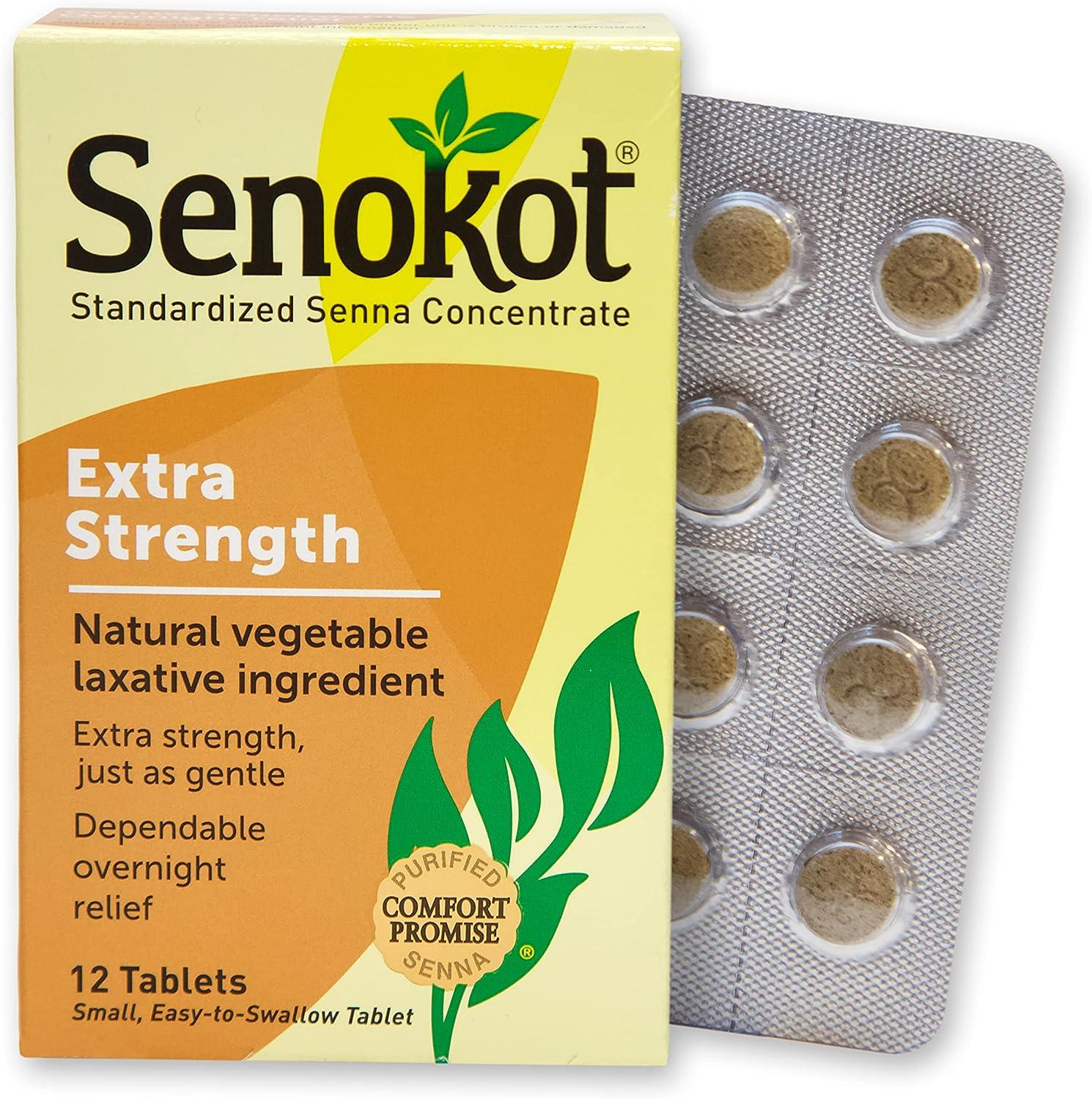 Senokot Extra Strength 12 Tablets - Natural Vegetable Laxative for ...