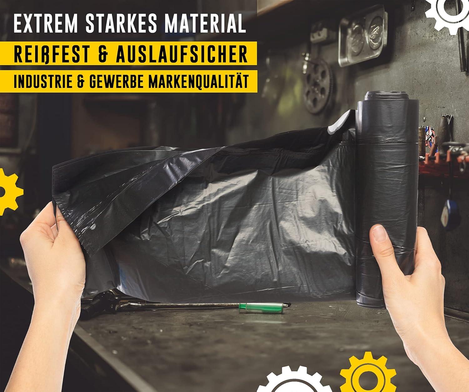Buy 120L Tear-Resistant Black Garbage Bags XXL Waste Bags (100 pcs ...