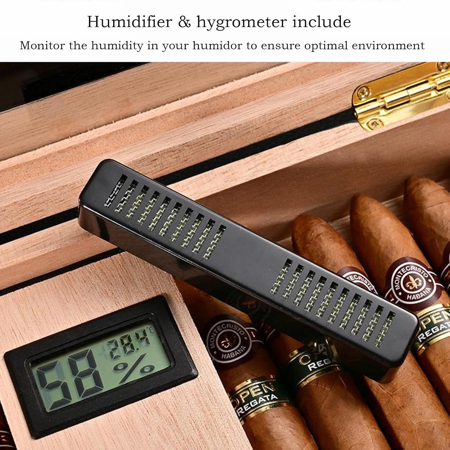 Cigar Boxs Humidors Cigar Humidor Case with Hygrometer Humidifier ...