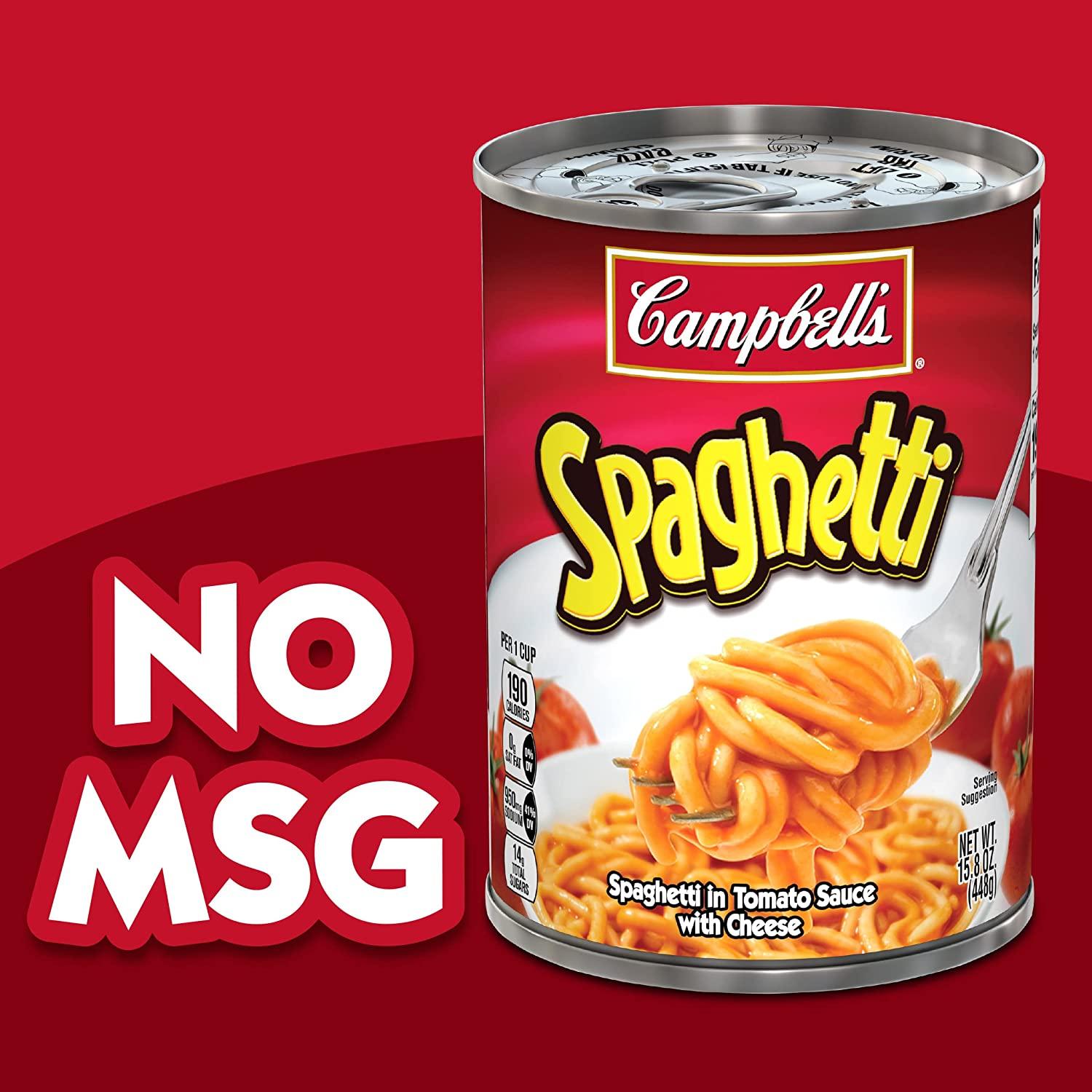 Campbell's Canned Spaghetti Snacks | 15.8 OZ Can | Pack of 12 | For ...