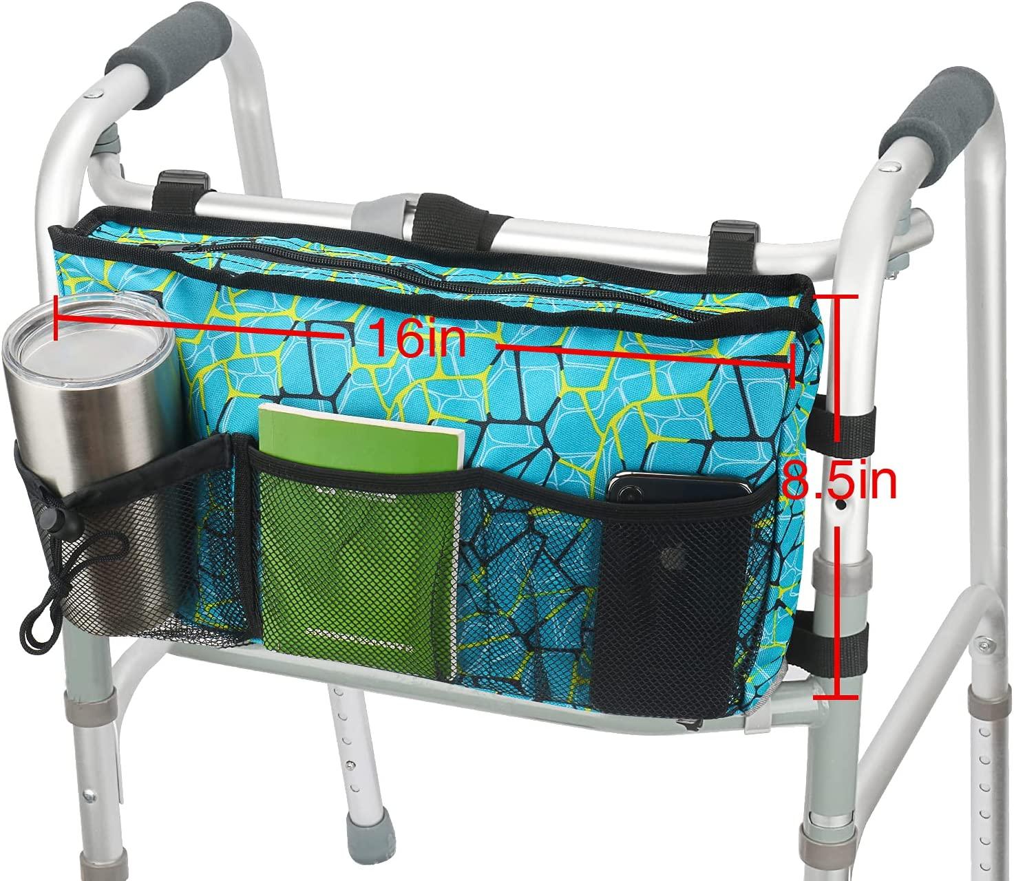 Plaid Blue Walker Bag Attachment - Hands-Free Storage for Rollator ...