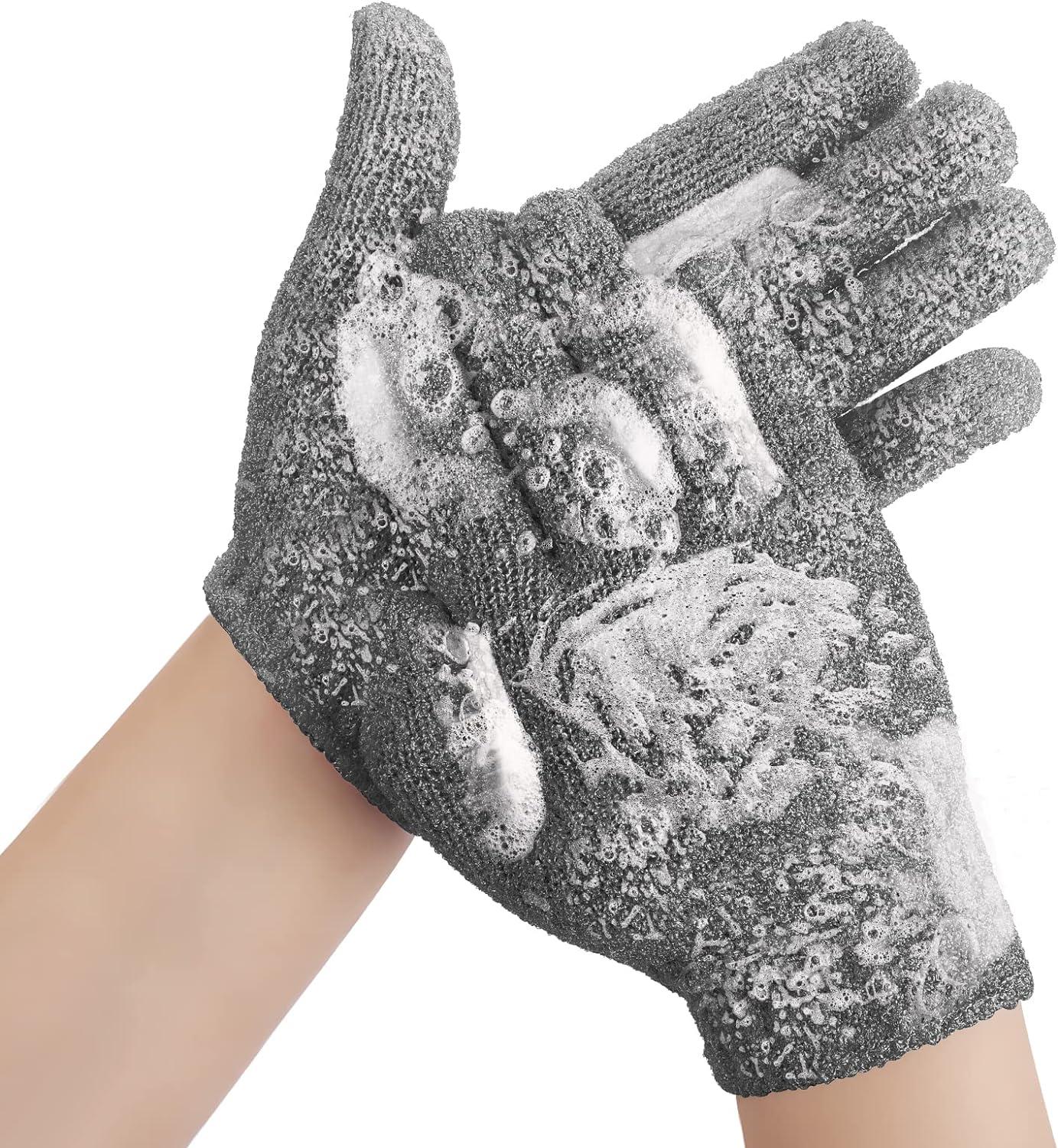 Sibba Natural Loofah Bath Gloves - Exfoliating Shower Gloves for Dead ...