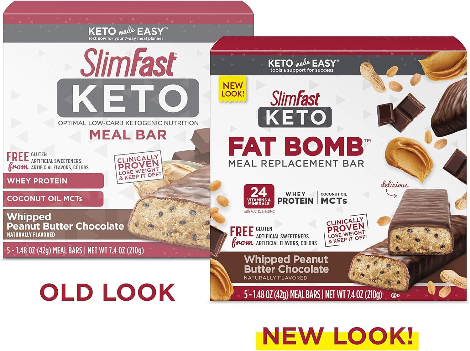 SlimFast Low Carb Meal Replacement Whey Protein Bar 5 Count Box ...